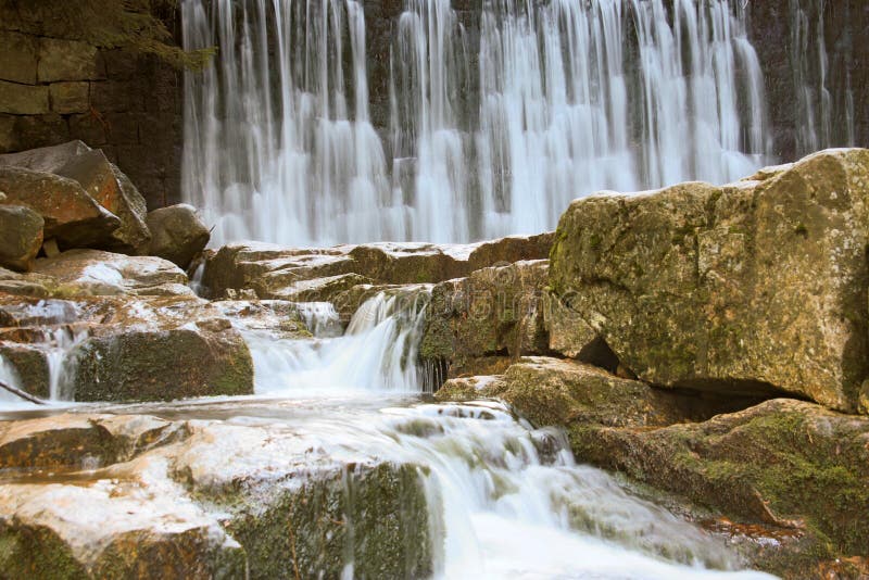 Beautiful Waterfall on a Mountain Slope. River with Cascades Stock ...