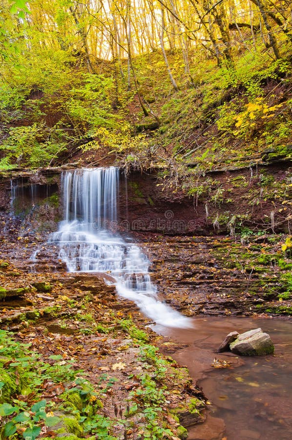 Beautiful Waterfall on a Mountain Stream in the Woods Stock Image ...