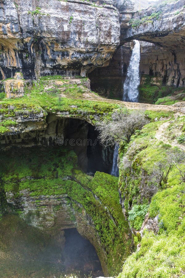Beautiful Waterfall with Natural Bridges and Sinkhole Stock Photo ...
