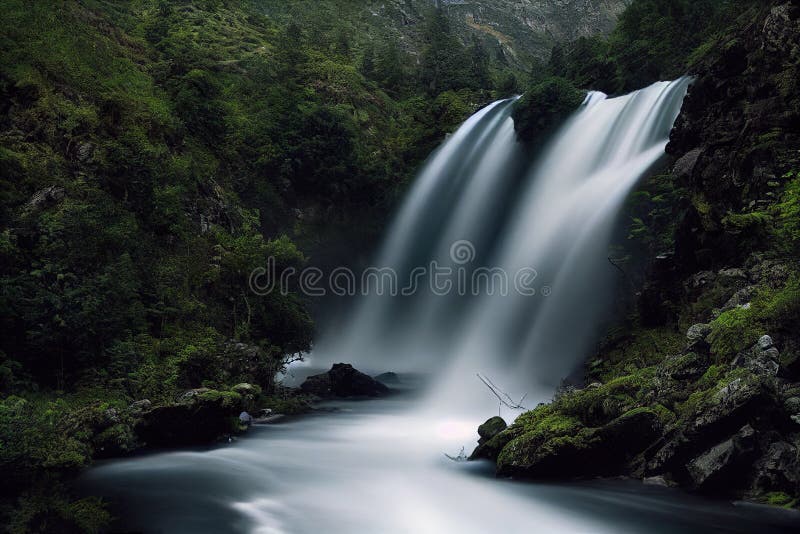 Beautiful Waterfall Nature Scenery Stock Photo - Image of waterfall ...