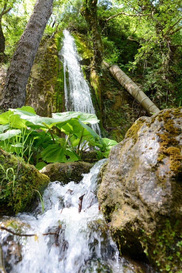 Waterfall at Loutra Pozar Thermal Baths Stock Photo - Image of greece ...
