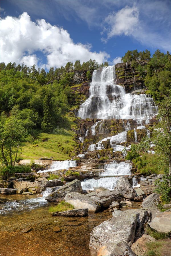 Waterfall Cascade Nature Landscape: Multi-tiered Norwegian Falls ...