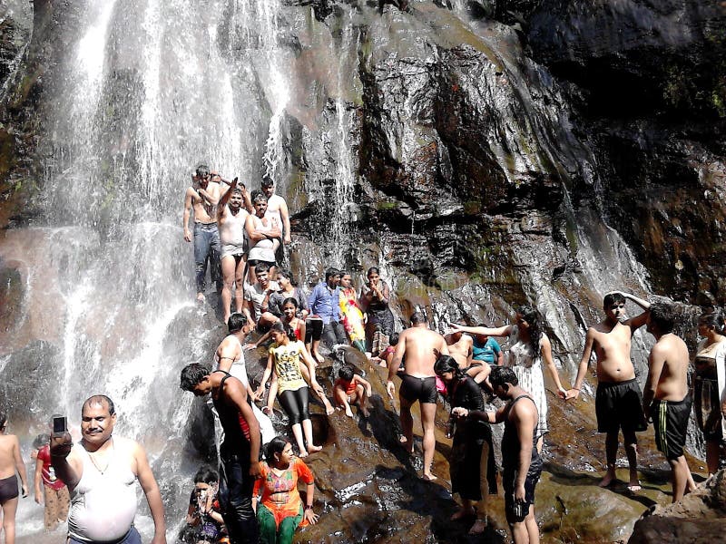 Beautiful Waterfall Panchmadi Editorial Photography - Image of rock ...