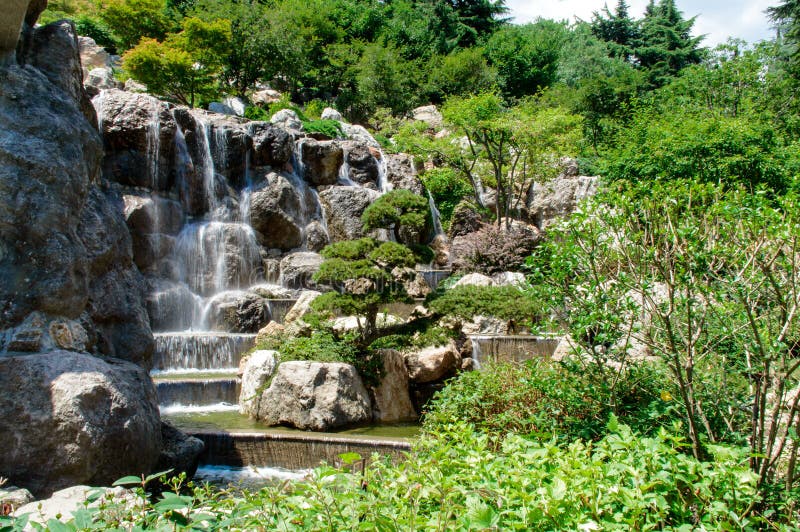 Beautiful Waterfall in the Park Stock Photo - Image of waterfalls, park ...