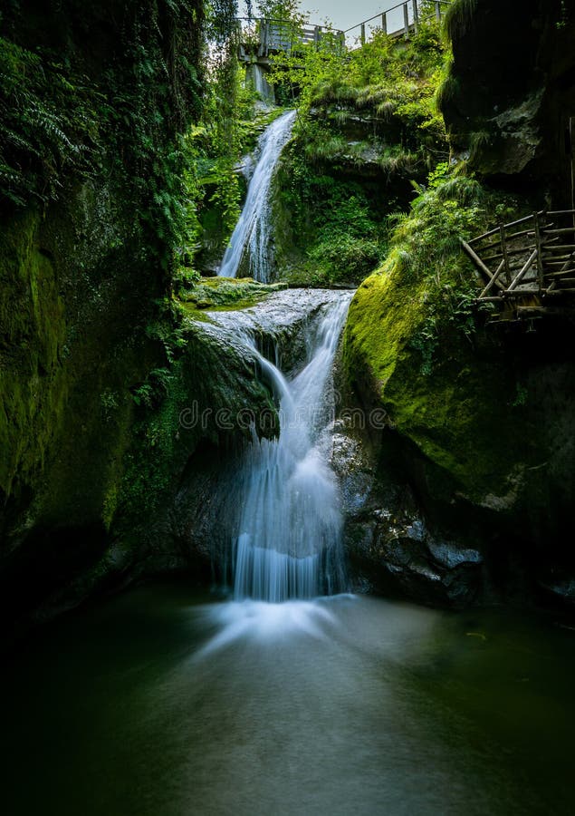 Beautiful Waterfall from the Rocks in a Forest Stock Image - Image of ...