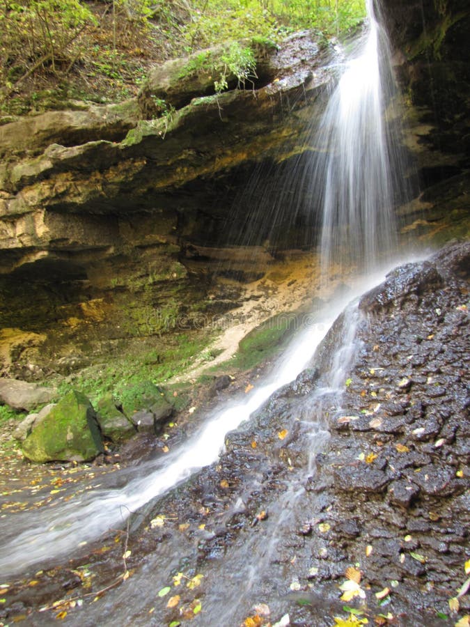 Beautiful Waterfall. Spring Weather. a Small Lake Stock Image - Image ...