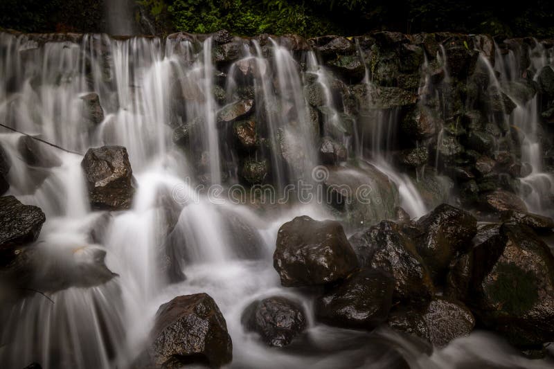 Beautiful Waterfall Stream Flowing Over Rocks in Slow Motion Stock ...