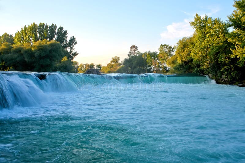 Beautiful Waterfall at Sunset Stock Image - Image of rapid, forest ...
