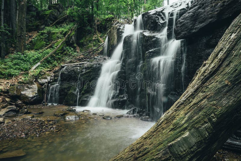 Waterfall, tree and sky 2 stock photo. Image of cascade - 1741988