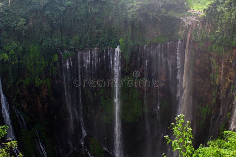 Beautiful waterfall stock photo. Image of fall, jawa - 215740202