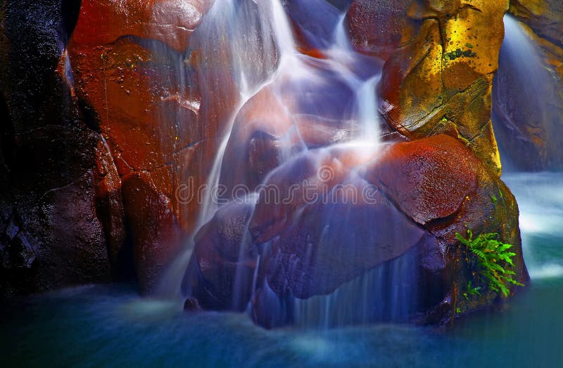 Beautiful Waterfalls in a Cave Stock Photo - Image of water, sunlight ...