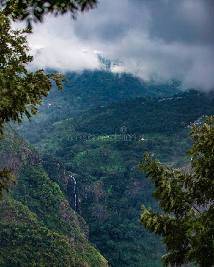 Beautiful Waterfalls Landscape in India Nature Fog Cloud Stock Photo ...