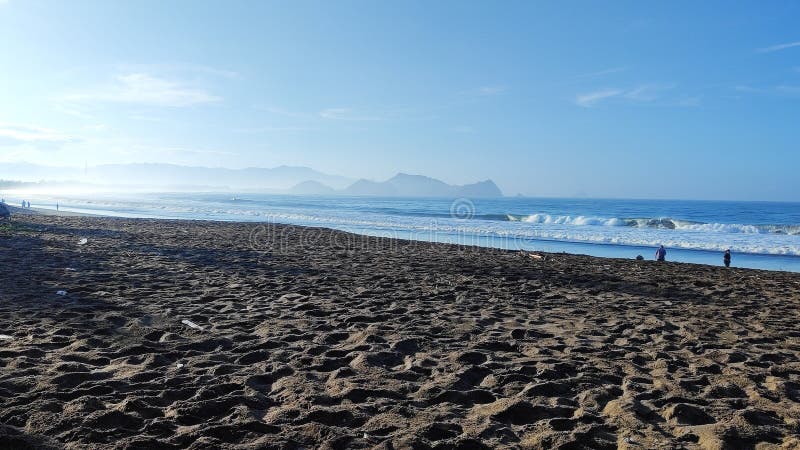 Beautiful Watu Ulo Beach with Black Sand Stock Photo - Image of black ...