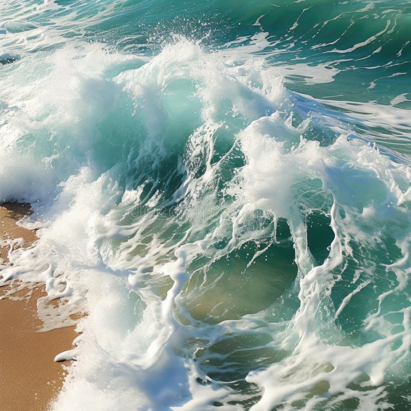 Beautiful Wave Crashing Onto Beach with Hyper-realistic Details Stock ...