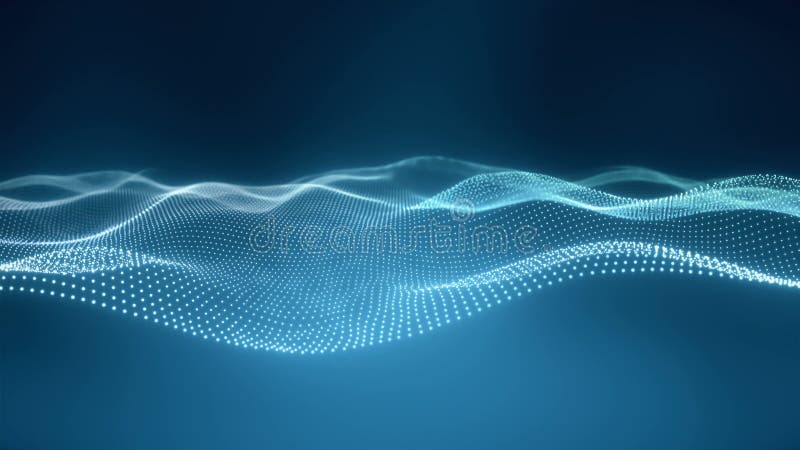 Beautiful Wave Technology Digital Blue Background, 3d Dynamic Surface ...