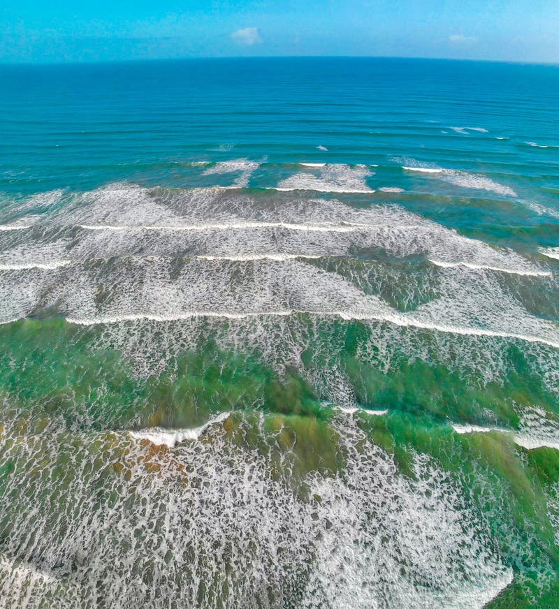 Beautiful Waves Along the Shoreline, Overhead Aerial View from Drone ...