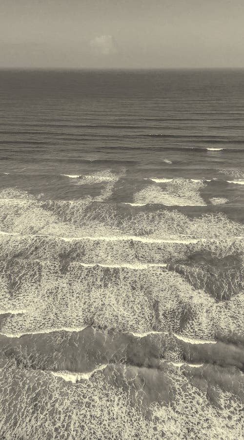 Beautiful Waves Along the Shoreline, Overhead Aerial View from Drone ...