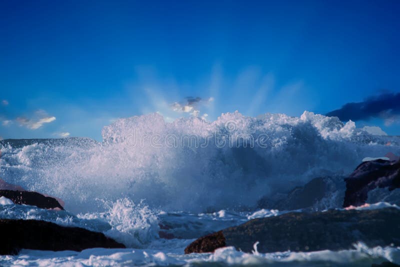 Waves crashing into rocks, stock photo. Image of crashing - 43186810