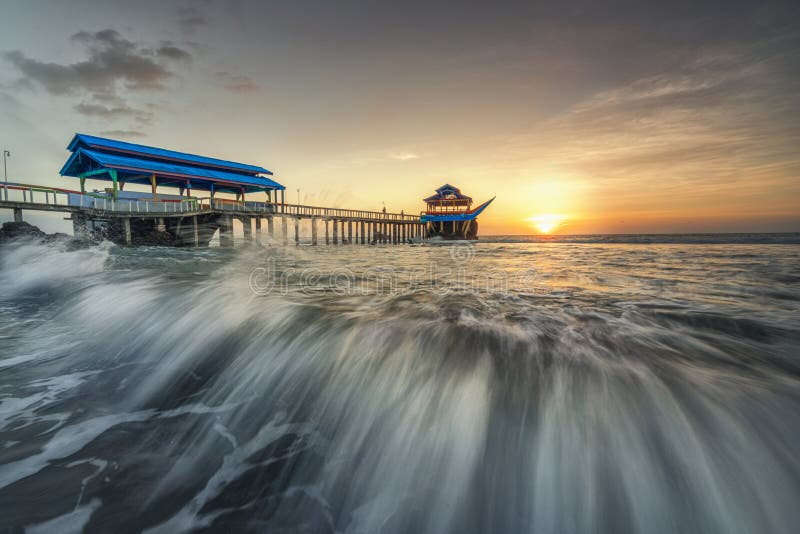 Beautiful Waves and Views on the Beach Stock Image - Image of banten ...