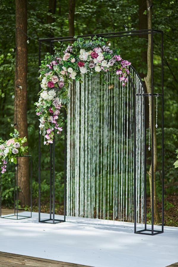 Beautiful Wedding Arch for Ceremony in Rustic Style Located in Forest ...