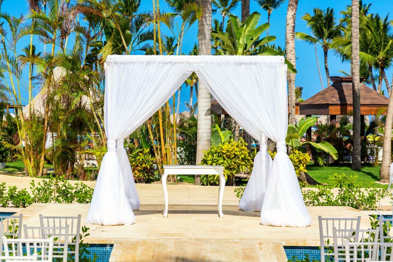 Beautiful Wedding Arch Setup on Tropical Luxury Resort Stock Image ...