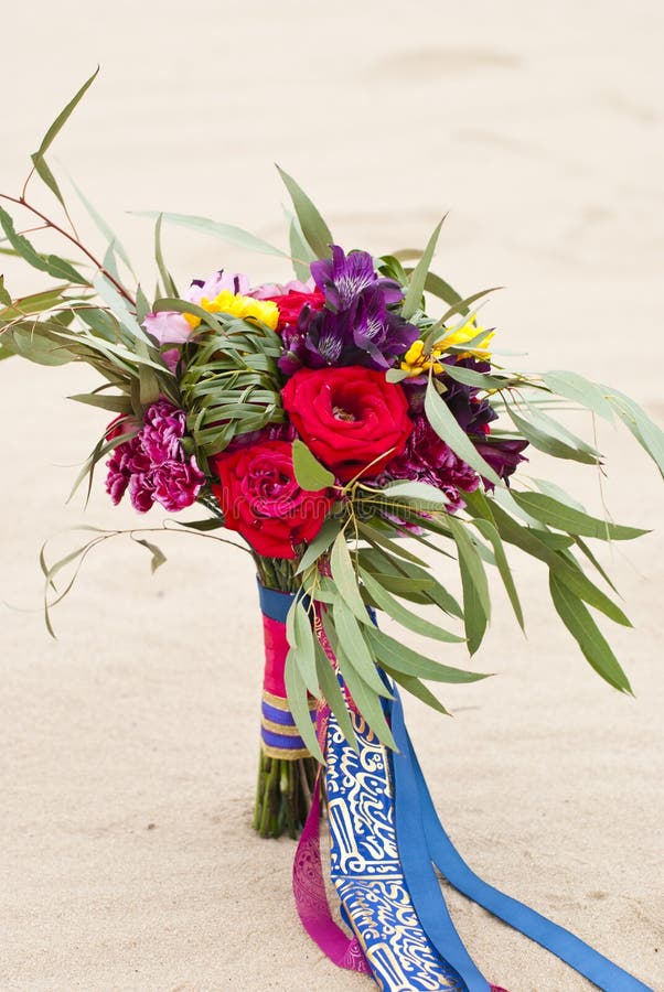 Beautiful Wedding Bouquet in the Desert Sand Stock Image - Image of ...