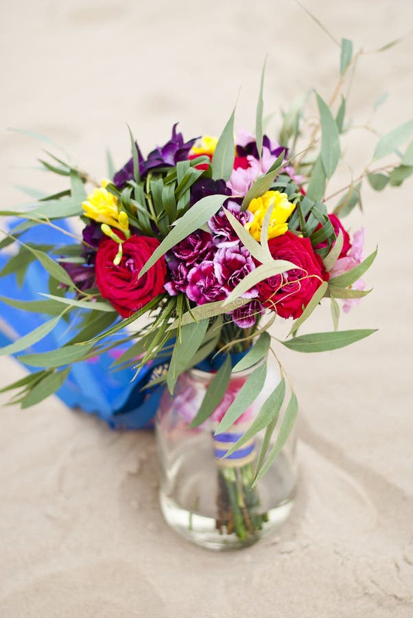 Beautiful Wedding Bouquet in the Desert Sand Stock Image - Image of ...