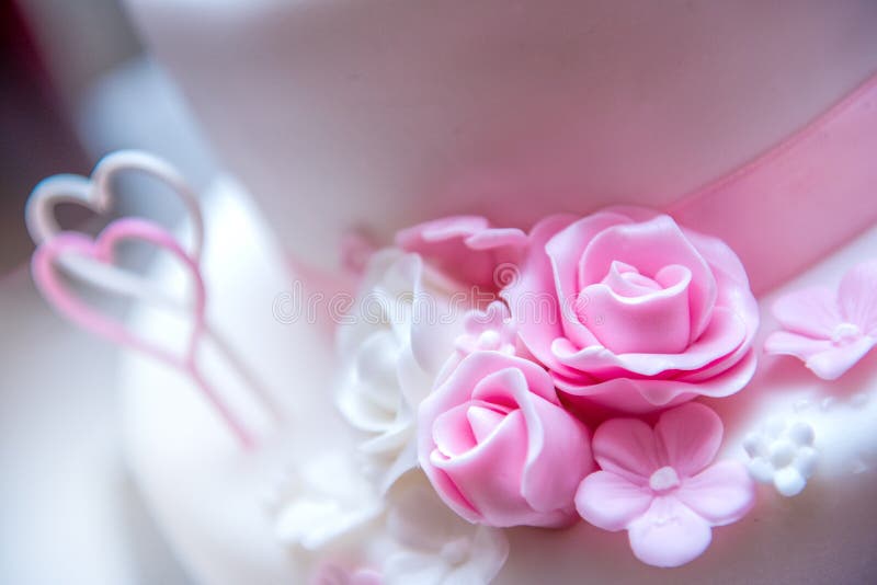 Beautiful Wedding Cake, Close Up of Cake and Blur Background. Stock ...