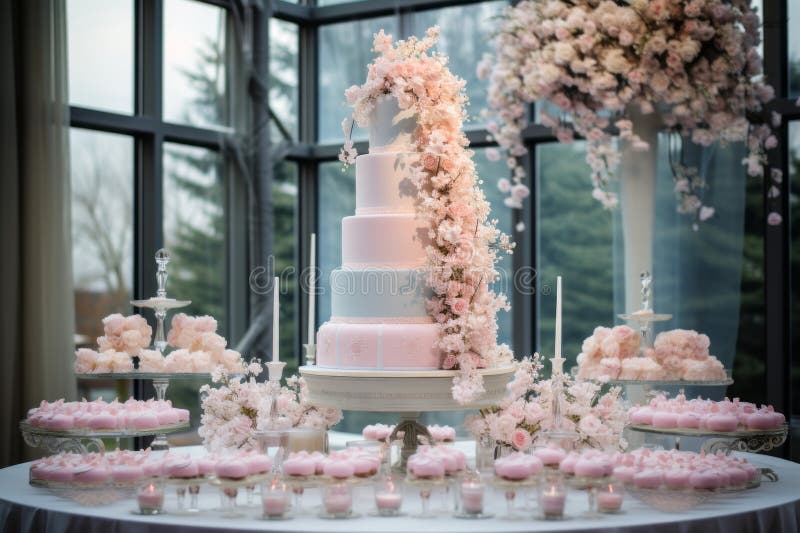 Beautiful wedding cake stock image. Image of flower - 300325491