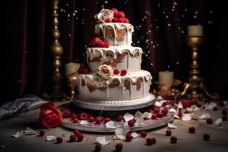 Beautiful wedding cake stock photo. Image of decorated - 300486852