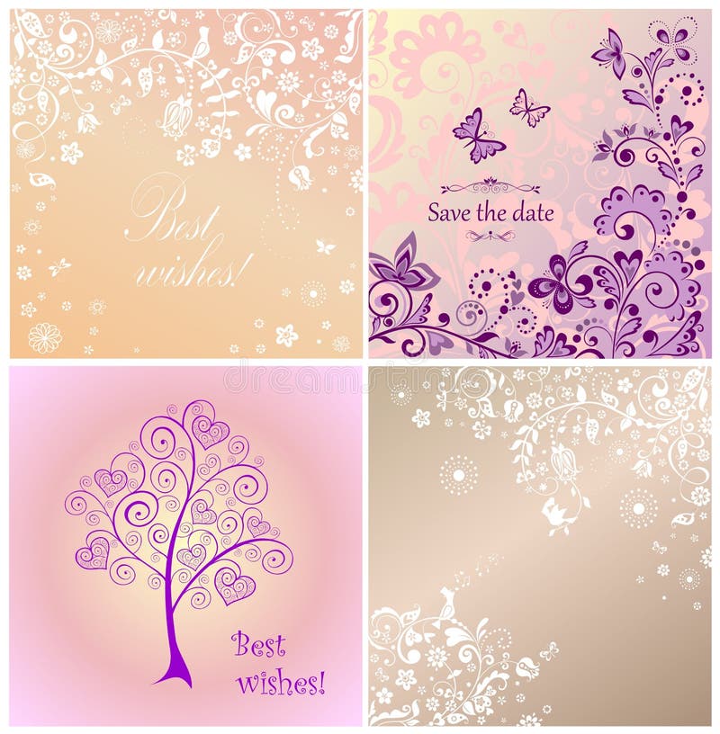 Beautiful wedding cards stock vector. Illustration of blossom - 66311612