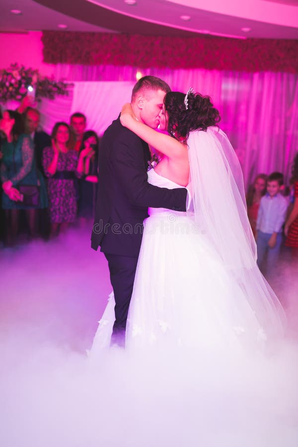 Beautiful Wedding Couple Just Married and Dancing Their First Dance ...