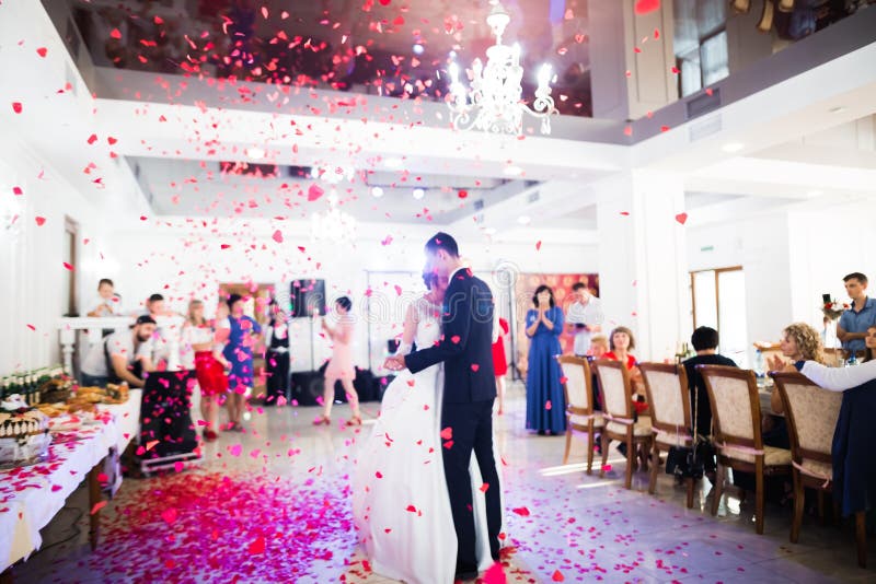 Beautiful Wedding Couple Just Married and Dancing Their First Dance ...