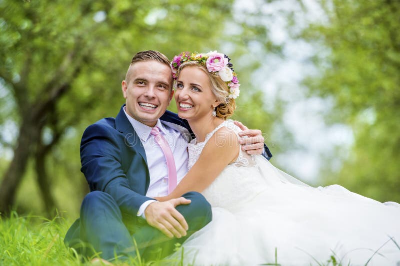 Beautiful wedding couple stock photo. Image of embracing - 59425924