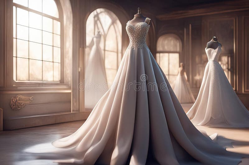 Beautiful Wedding Dress on a Mannequin in the Studio Stock Image ...