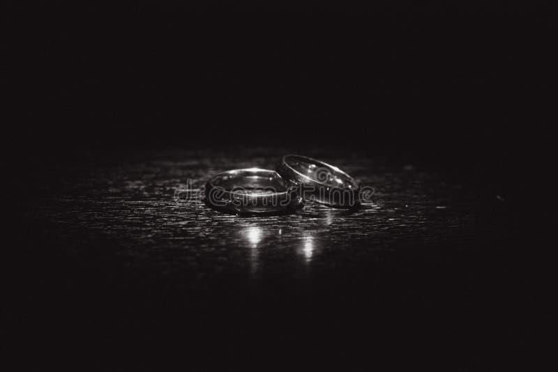 Beautiful Wedding Gold Rings on Dark Background Stock Image - Image of ...