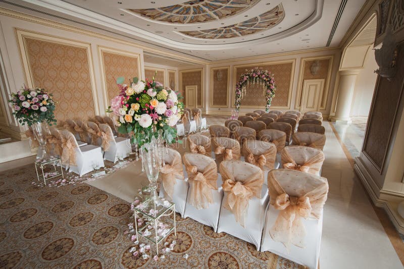 Beautiful Wedding Set Up Inside Stock Image - Image of bridal, orchid ...