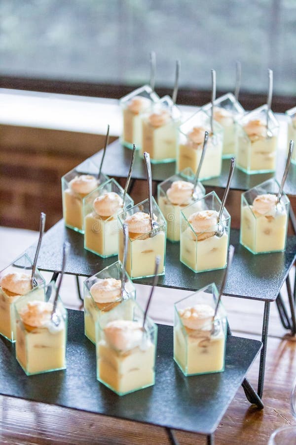 Beautiful Wedding Table Set Up with Delicious Desserts with Cream in ...