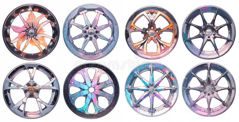 Wheels on Isolated White Background - Anime Art Style Stock ...