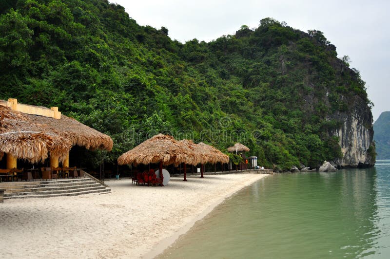 Beautiful White Beach at Ha Long Bay, Vietnam Stock Image - Image of ...