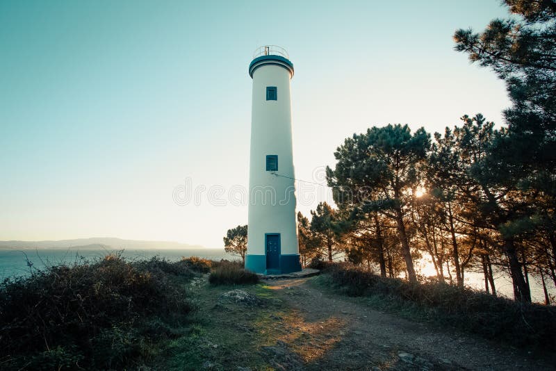 Blue Sky with an Old Lighthouse. Stock Photo - Image of tower ...