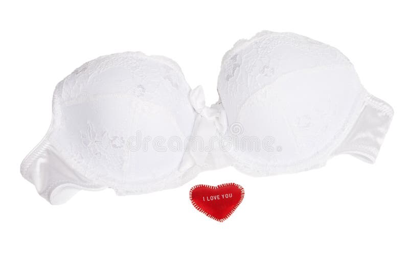 Beautiful White Bra with a Heart Isolated Stock Photo - Image of ...