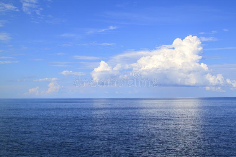Beautiful White Clouds on Blue Sky Over Calm Sea Stock Image - Image of ...