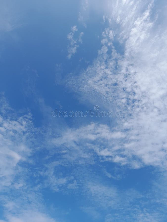 Beautiful White Clouds on Deep Blue Sky Background. Large Bright Soft ...