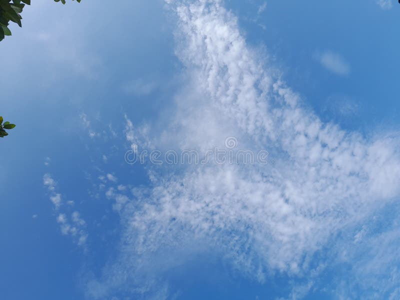 Beautiful White Clouds on Deep Blue Sky Background. Large Bright Soft ...