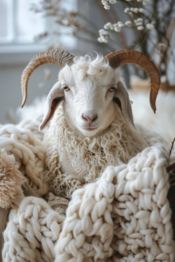 Beautiful white curly goat stock image. Image of goat - 380433771
