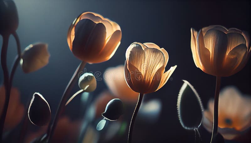 Beautiful White Flowers in the Backlight Bokeh Background AI Generative ...