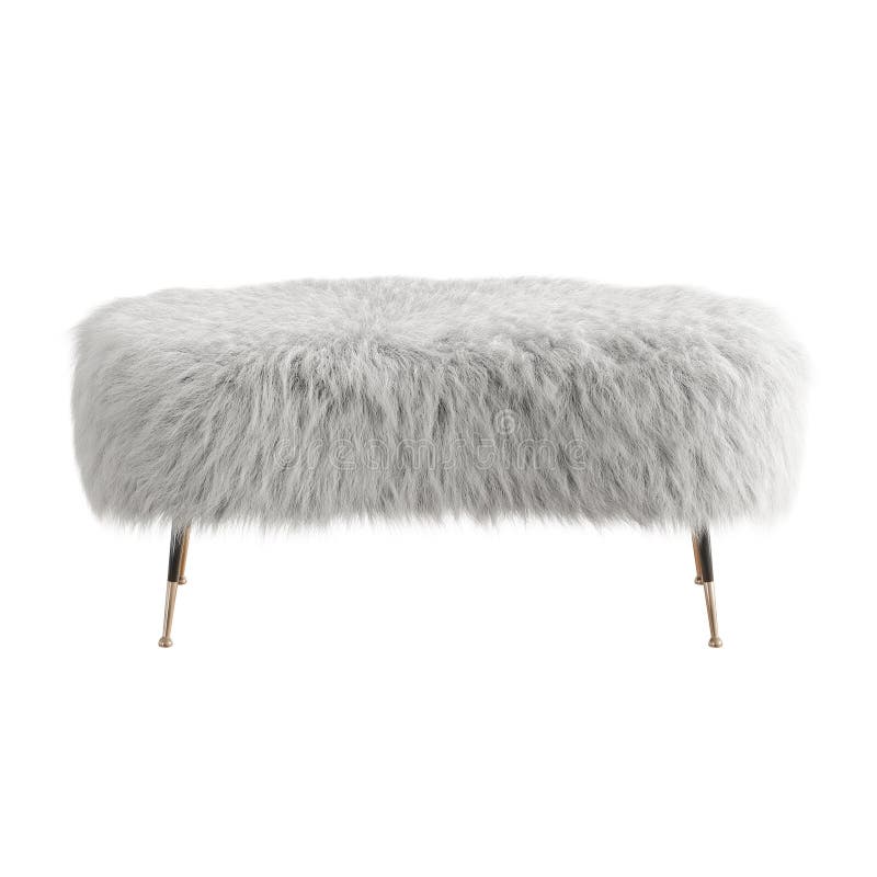 Beautiful White Fluffy Bench Made of Wool on an Isolated Background. 3D ...