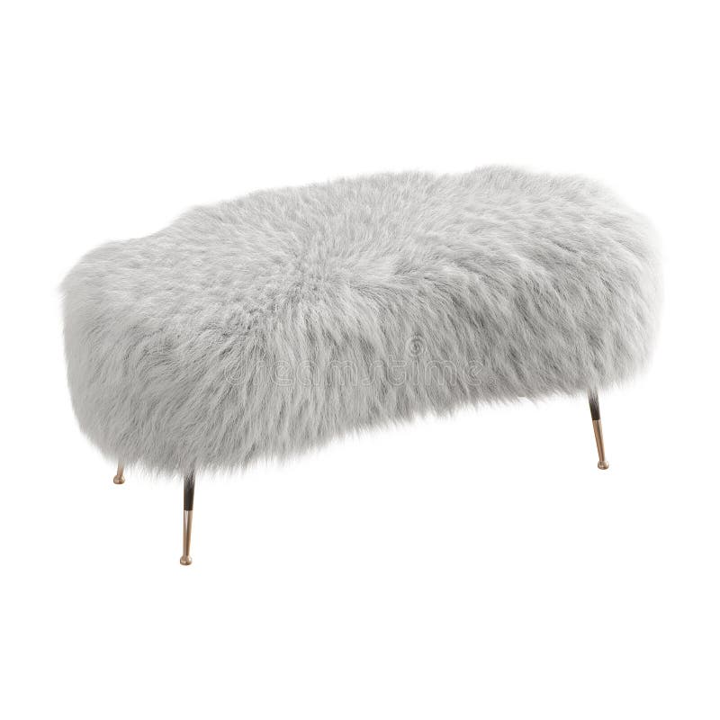 Beautiful White Fluffy Bench Made of Wool on an Isolated Background. 3D ...