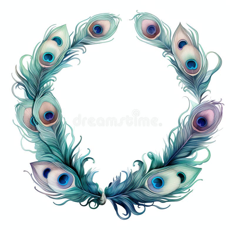 Beautiful White Frame Made of Peacocks Feathers Clipart Illustration ...